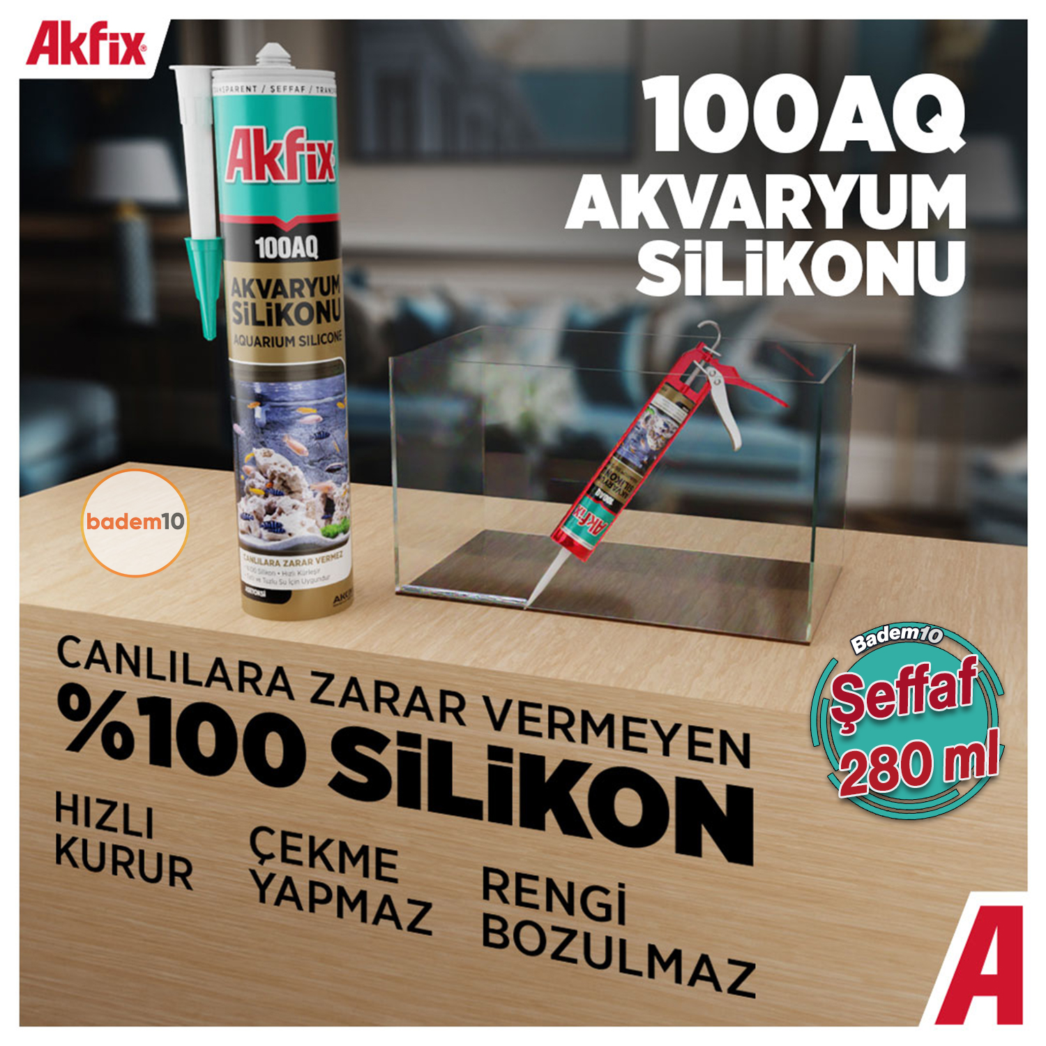 Akfix 100AQ Akvaryum Sızdırmaz Silikonu Şeffaf Solvent İçermeyen ...