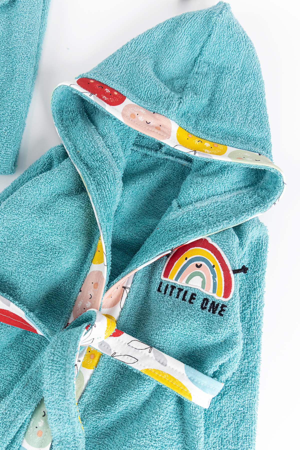 Bebek Havlu Bornoz | Gökkuşağı Temalı 4 Parça Bebek Havlu Bornoz Seti