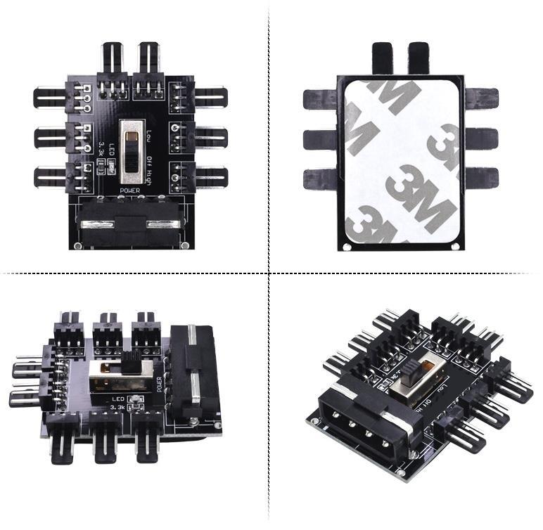 Ancheyn 8 Port Fan Çoklayıcı Hub Y Pwm Splitter İde Molex Soğutma 3 Pin ...