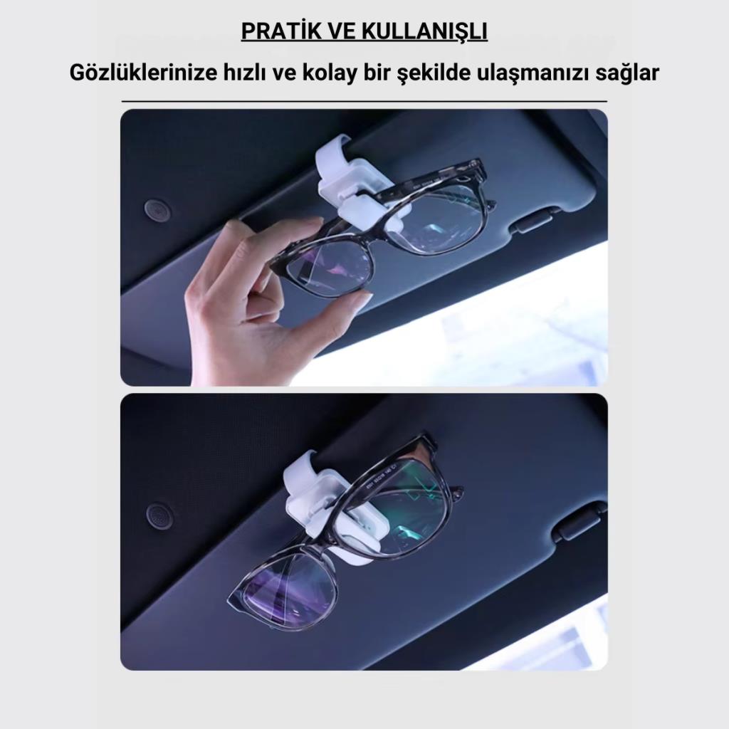 Coofbe Klipsli 180 Araç İçi Gözlük Tutucu Kart Tutucu Mandallı Süngerli ...
