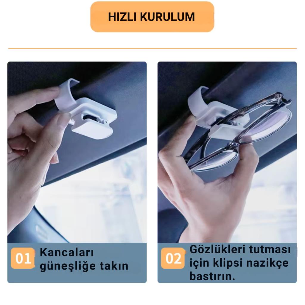 Coofbe Klipsli 180 Araç İçi Gözlük Tutucu Kart Tutucu Mandallı Süngerli ...